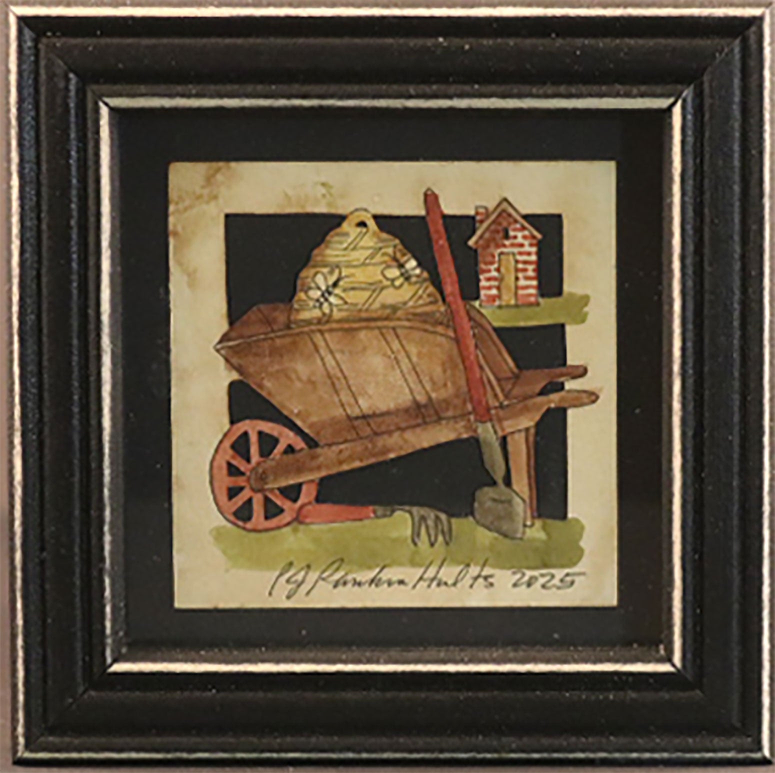 Wood WHeel Barrow 5X5 | P.J. Rankin Hults Folk Art